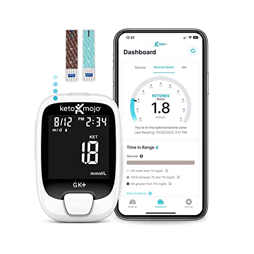 Keto-Mojo GK+ Bluetooth Glucose & Ketone Testing Kit - Basic Starter K ...
