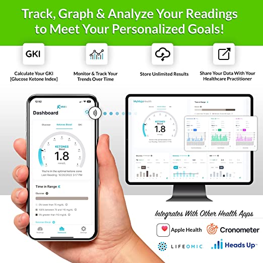 Keto-Mojo GK+ Bluetooth Glucose & Ketone Testing Kit - Basic Starter K ...